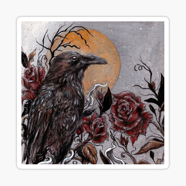 "Gothic Raven and Roses" Sticker by BrittniBeeArt | Redbubble