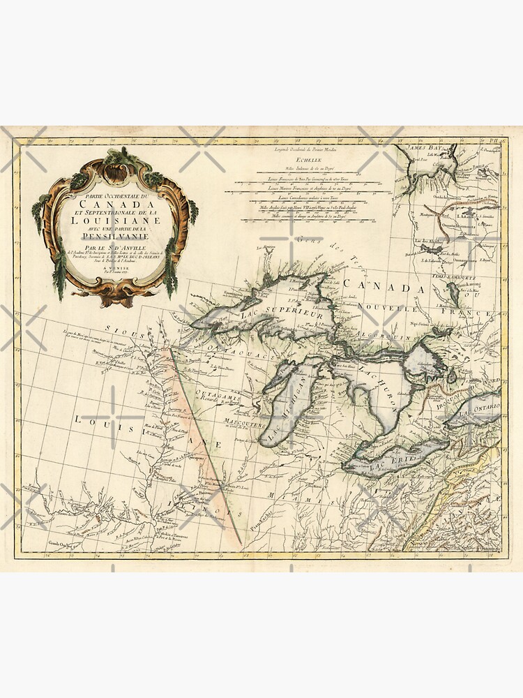 "1775 Vintage Map of the Great Lakes and Upper Mississippi region ...
