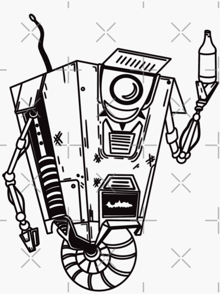"B&w Claptrap - Borderlands" Sticker for Sale by TyesaHughes | Redbubble