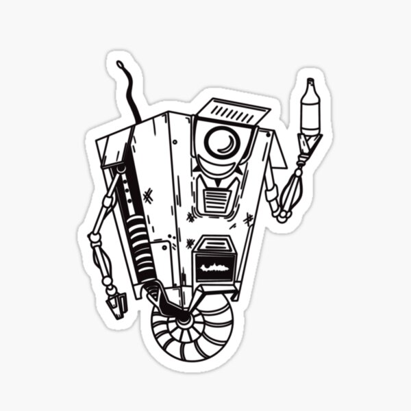"B&w Claptrap - Borderlands" Sticker for Sale by TyesaHughes | Redbubble