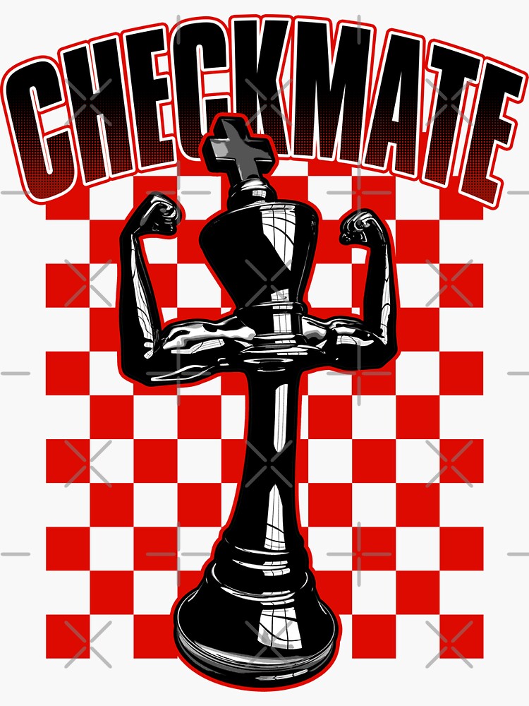 "Checkmate Black King Chess Player Grandmaster Winner Red" Sticker for ...