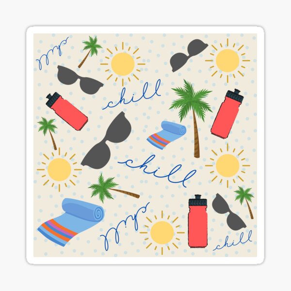 "chill tropical beach day" Sticker by azurebleu | Redbubble