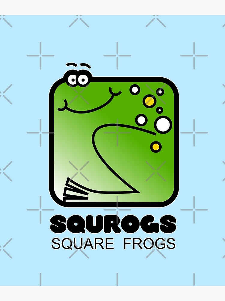 "Square Frog Retro Minimalist Squrogs Blue" Poster by Quooki | Redbubble