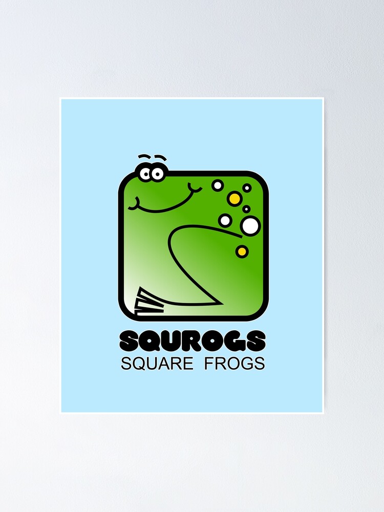 "Square Frog Retro Minimalist Squrogs Blue" Poster by Quooki | Redbubble
