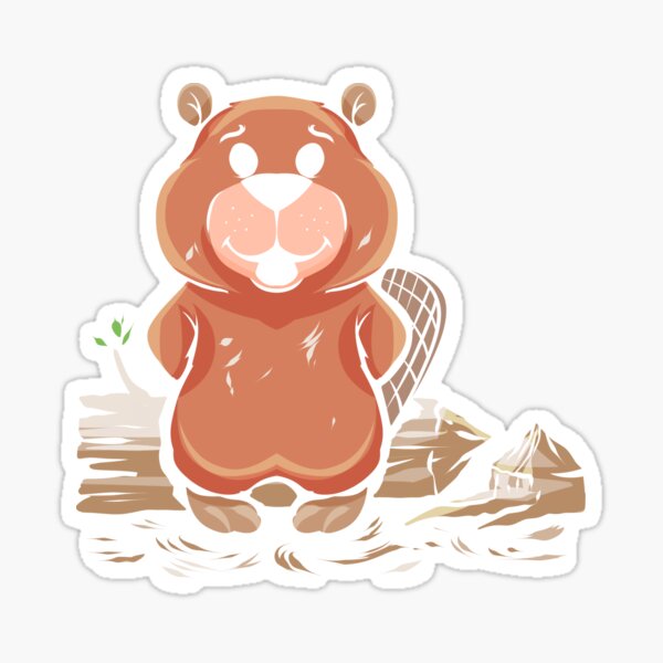 "Beaver Lover Gift Funny Animal Beaver Rodent" Sticker by DavidGiftShop ...