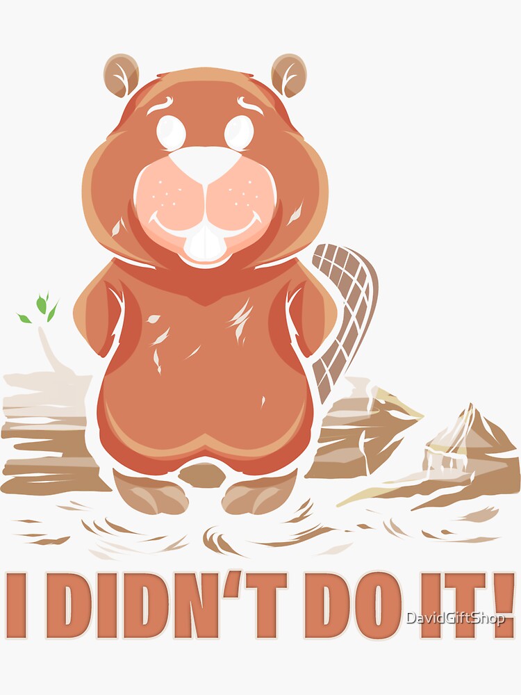 "Beaver Lover Gift Funny Animal Cute Beaver" Sticker by DavidGiftShop ...