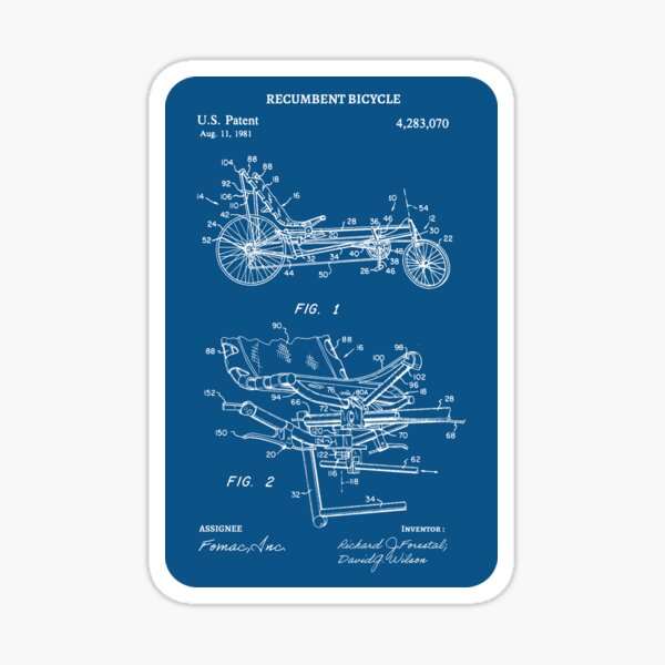 "Recumbent Bicycle Patent / Recumbent Bicycle blueprint " Sticker by ...