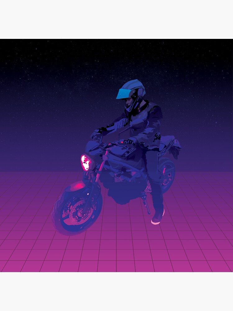 "Moto biker Synthwave Style" Sticker by WiredDesigns | Redbubble
