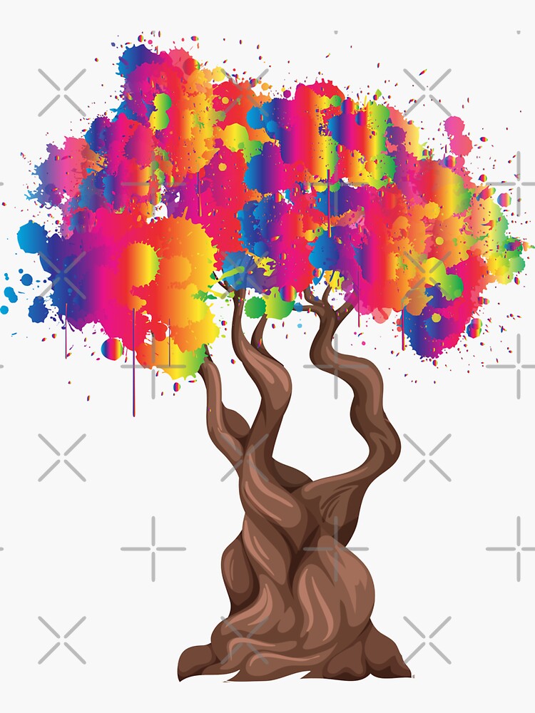 "Hand Drawn Rainbow Tree - LGBTQ Pride" Sticker for Sale by roxy7922 ...