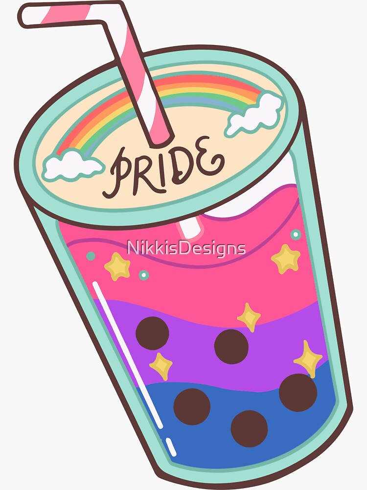 "Rainbow Pride Boba Milk Tea" Sticker by NikkisDesigns | Redbubble