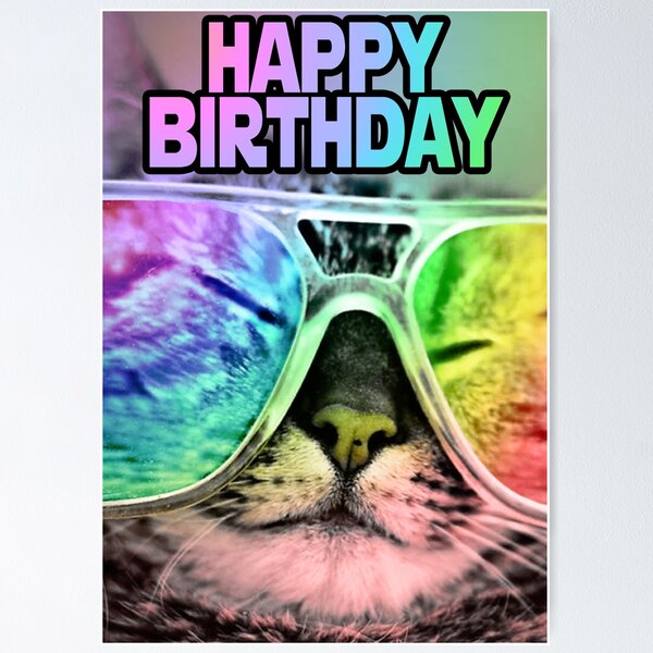 "Happy birthday Groovy cat" Poster for Sale by Crystalsgraphix | Redbubble