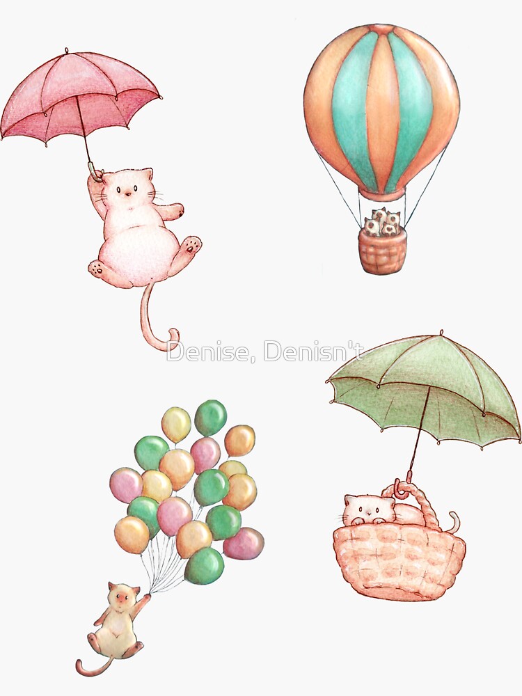 "Flying cats sticker pack" Sticker for Sale by denymartinelli | Redbubble