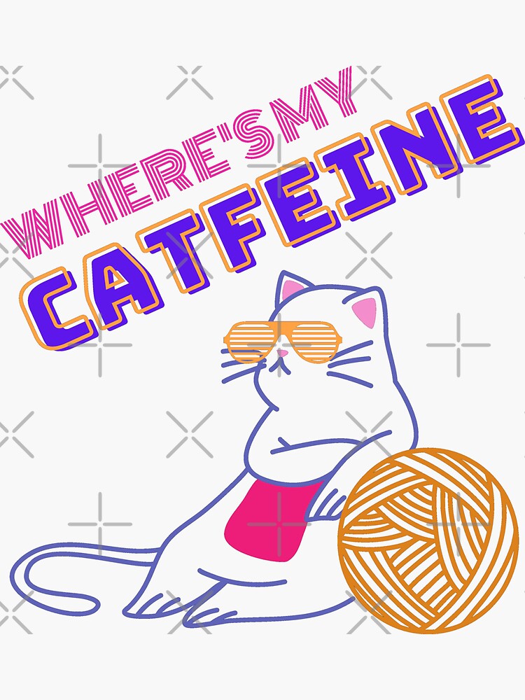 "Neon Retro - Where's My Catfeine" Sticker for Sale by kopicatcafe ...