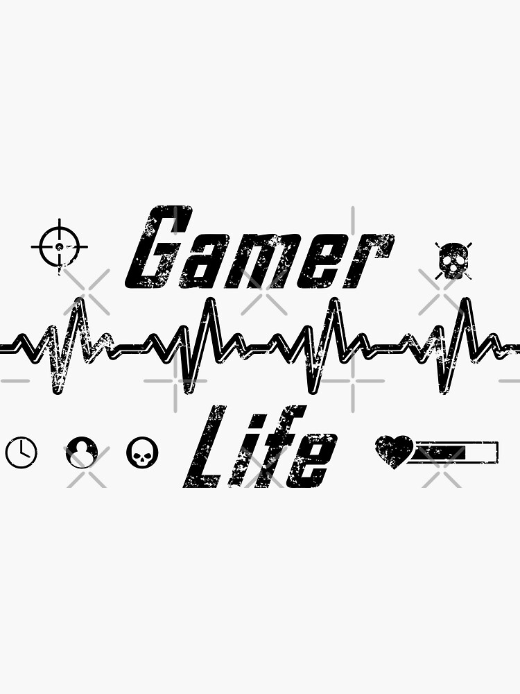 "Gamer Life - Cool distressed Gaming design for all gamers" Sticker for ...