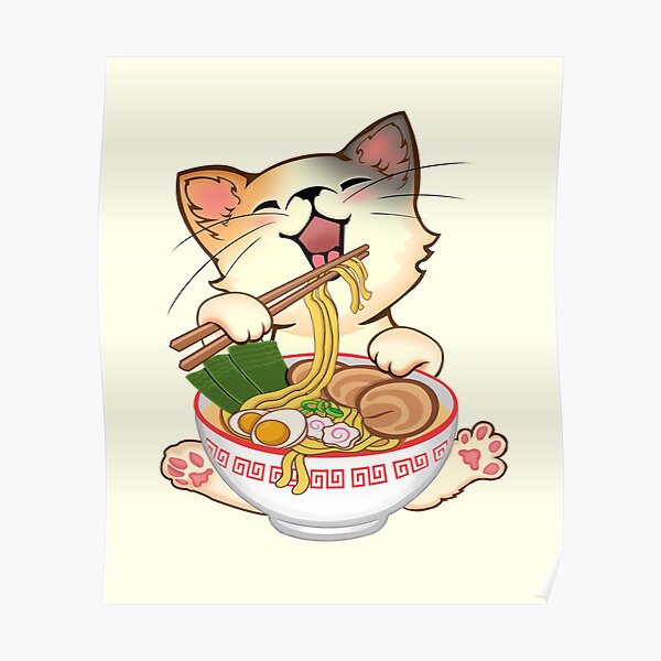 "Kawaii Neko Ramen Cute Ramen Cat " Poster by GreenSplash | Redbubble