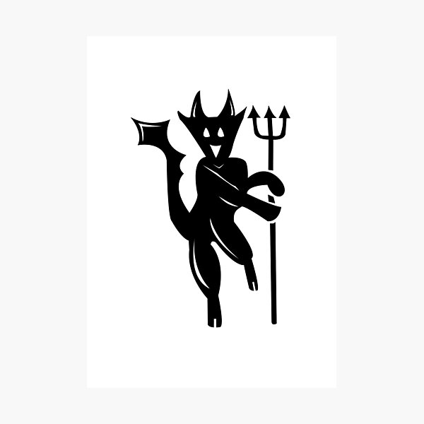 Manchester United Red Devil Mascot Silhouette Photographic Print For