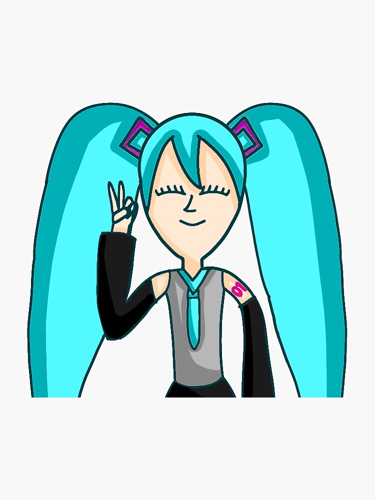 "hatsune miku peace sign sticker" Sticker by vibingwithteal | Redbubble