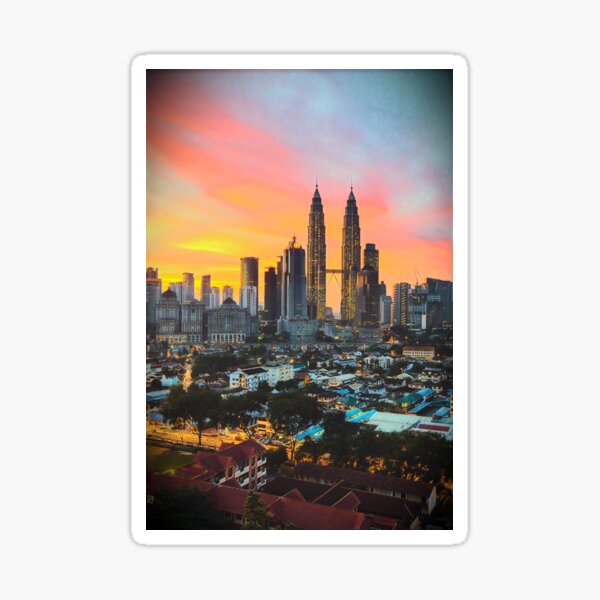 "KLCC over a Malaysian sunset" Sticker for Sale by codepuns | Redbubble