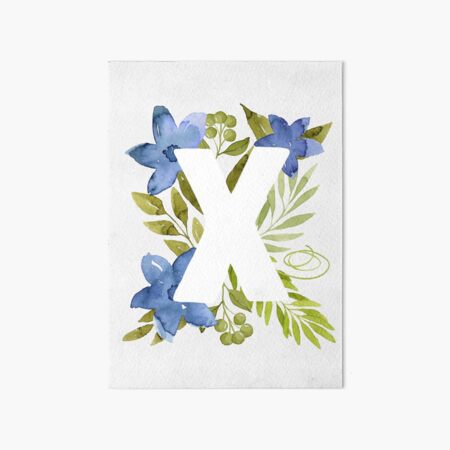"Letter X in blue watercolor flowers and leaves. Floral monogram." Art ...
