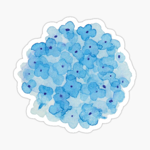 "Watercolor blue hydrangea" Sticker by KatomoArt | Redbubble