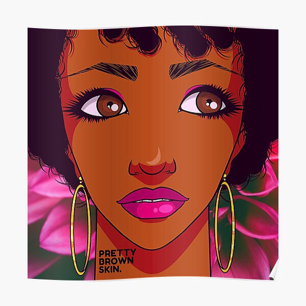 "Pretty Brown Skin Cartoon" Poster for Sale by BlackCherryBlog | Redbubble