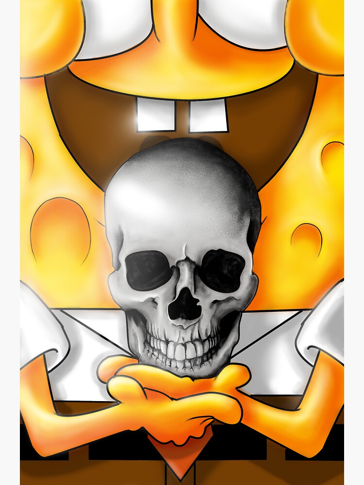 " spongebob and skull" Sticker by BobRiswan | Redbubble