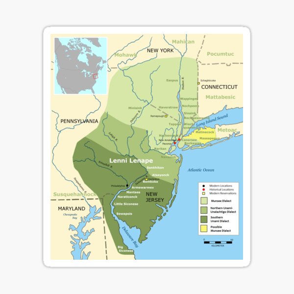 "Map of Lenape languages and tribes" Sticker for Sale by HistoryWear ...