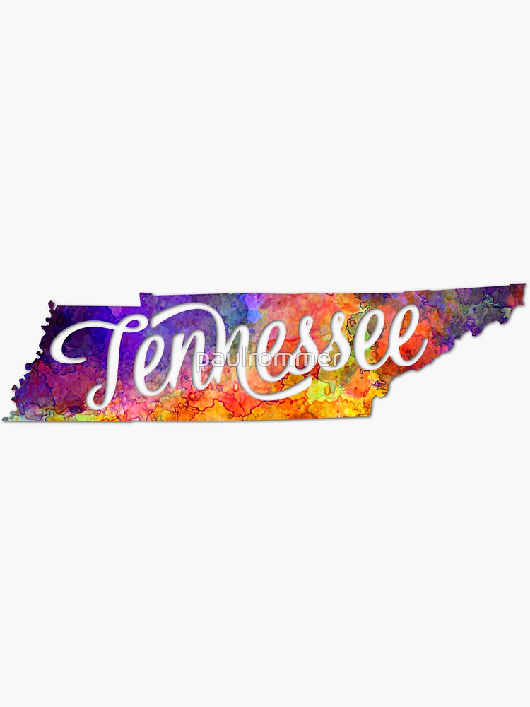 "Tennessee US State in watercolor text cut out" Sticker by paulrommer ...
