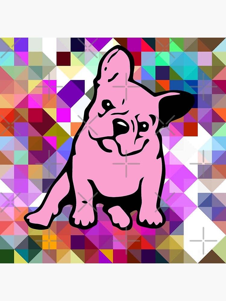 Poster « Bouledogue français mignon, Pixels roses Frenchie mignon ...