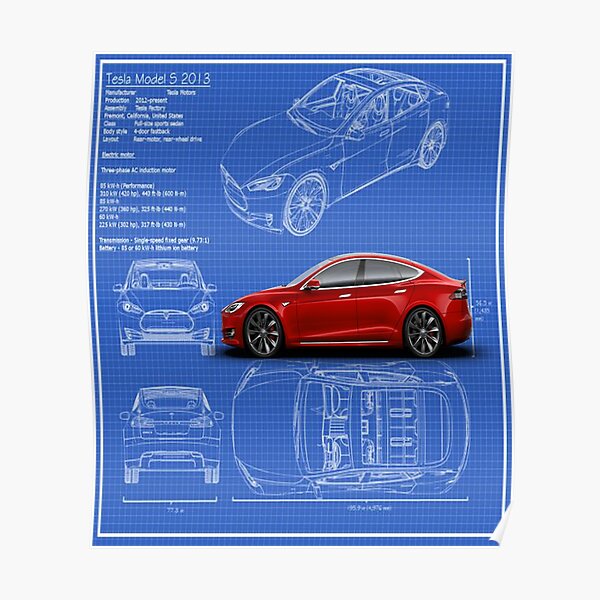 Art & Collectibles Prints Digital Prints Tesla Car Poster Roadster ...