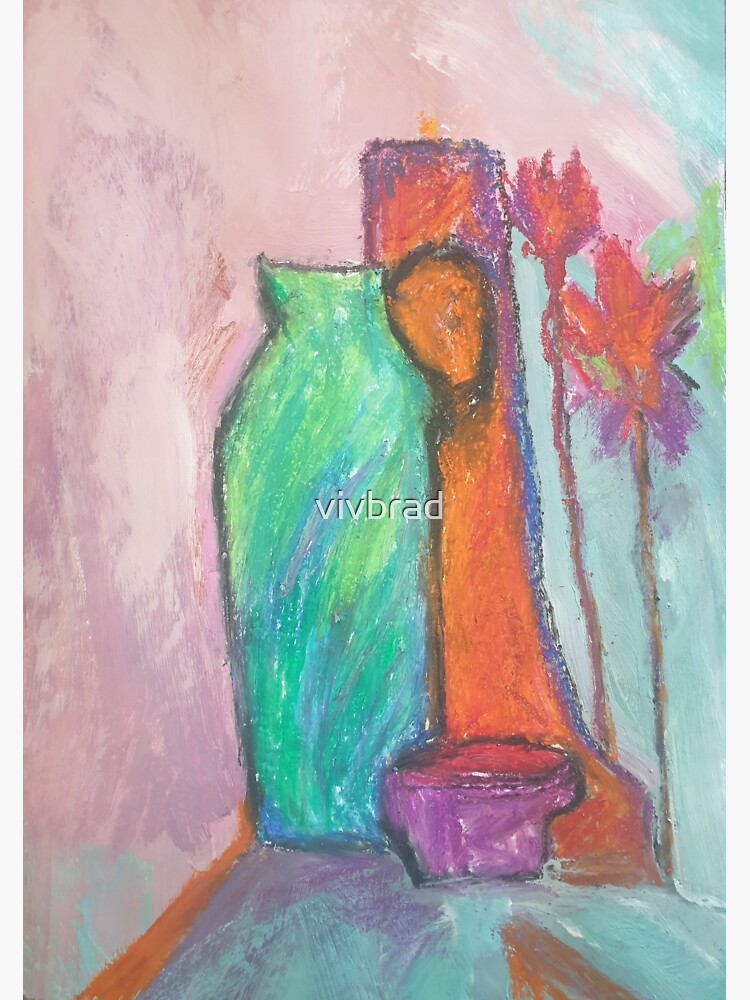 "Funky Scratchy Still Life from Original Oil Pastel and Acrylic ...