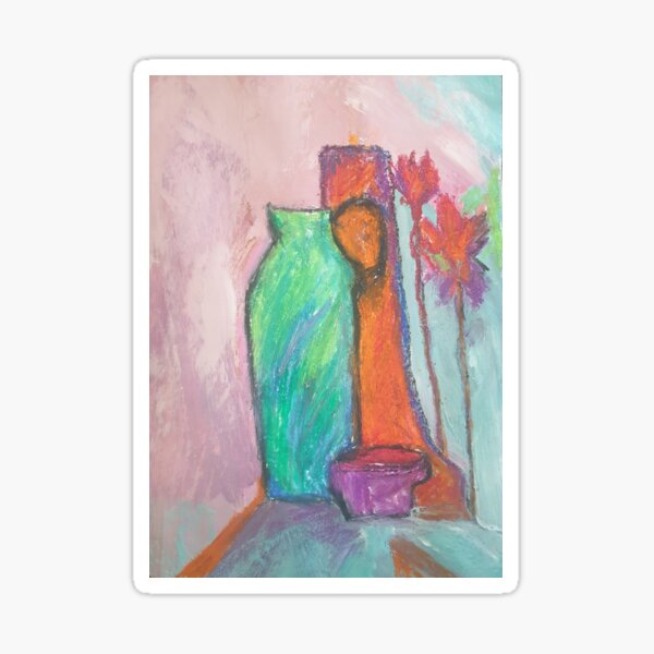 "Funky Scratchy Still Life from Original Oil Pastel and Acrylic ...