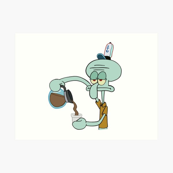 "Squidward Coffee Cartoon" Art Print for Sale by ethelabel | Redbubble