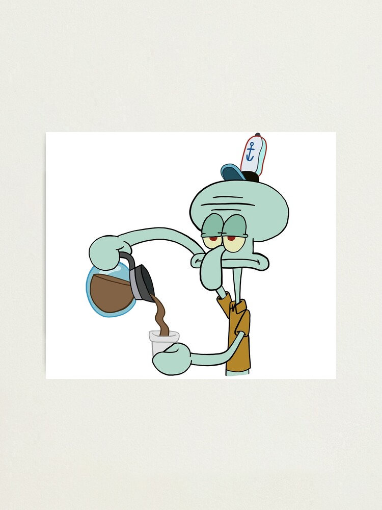 "Squidward Coffee Cartoon" Photographic Print by ethelabel | Redbubble