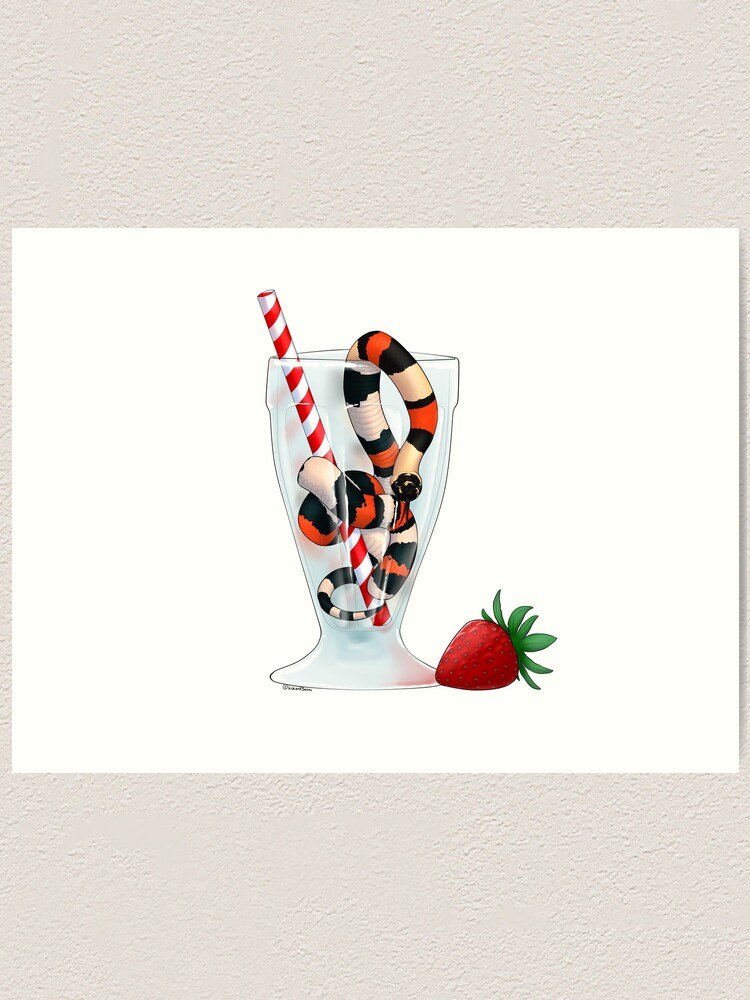 Prints Milky Snake Series Art Print Valentine's Milkshake Snake Wall ...