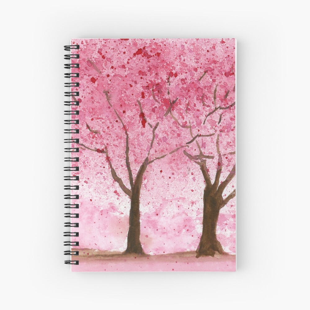 "Watercolor Cherry Blossom. Cherry Trees Painting " Spiral Notebook for ...