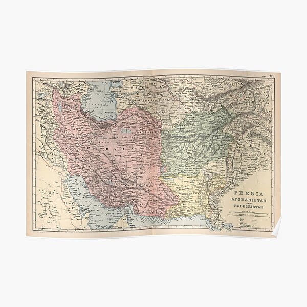 "Historical Map of Iran, Afghanistan, and Pakistan 19th Century" Poster ...