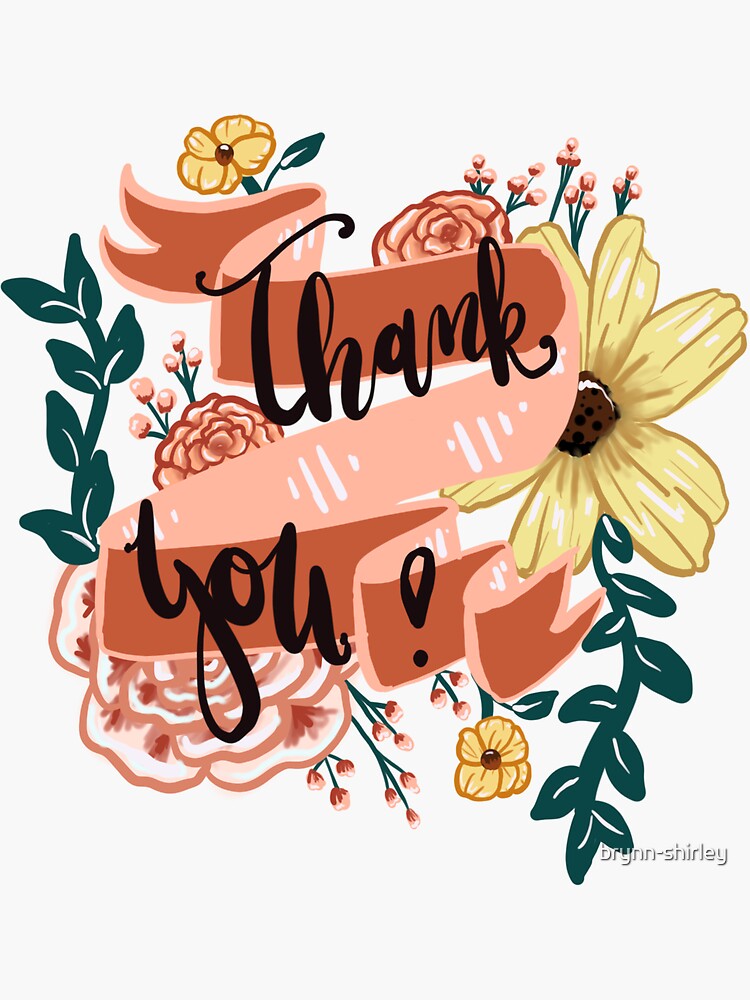 "Thank You" Sticker for Sale by brynn-shirley | Redbubble