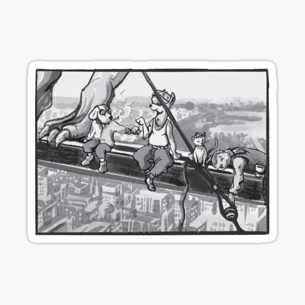 "Funny Skyscraper Animals - Lunch Atop A Skyscraper " Sticker for Sale ...