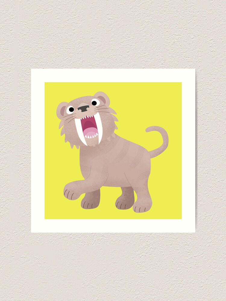 "Cute Saber Toothed Tiger Smilodon cartoon " Art Print by FrogFactory ...