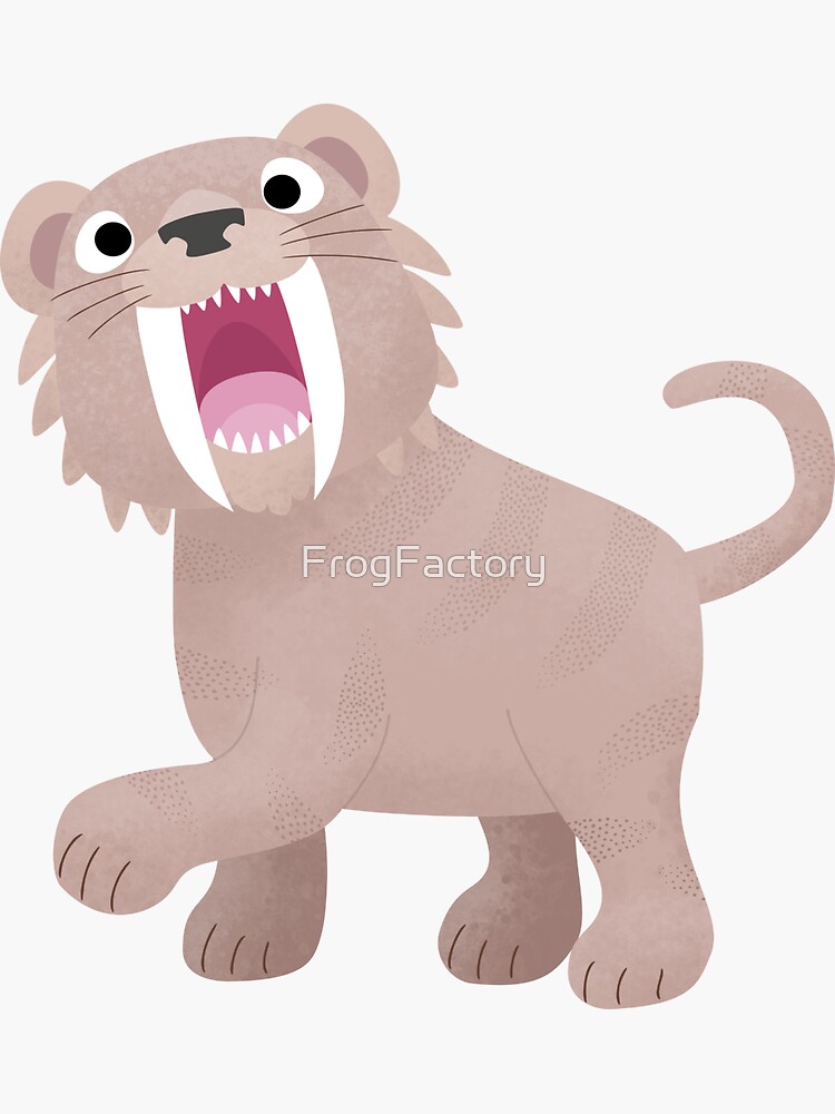"Cute Saber Toothed Tiger Smilodon cartoon " Sticker for Sale by ...