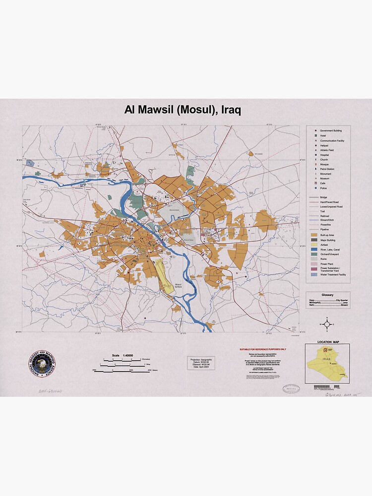 "Map of Al Mawsil (Mosul), Iraq (2003)" Sticker for Sale by allhistory ...