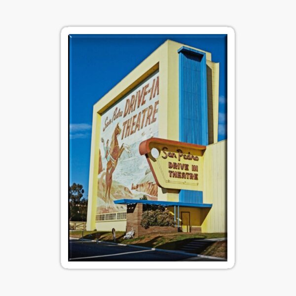 "San Pedro Drive-In" Sticker for Sale by Lawrence Baird | Redbubble