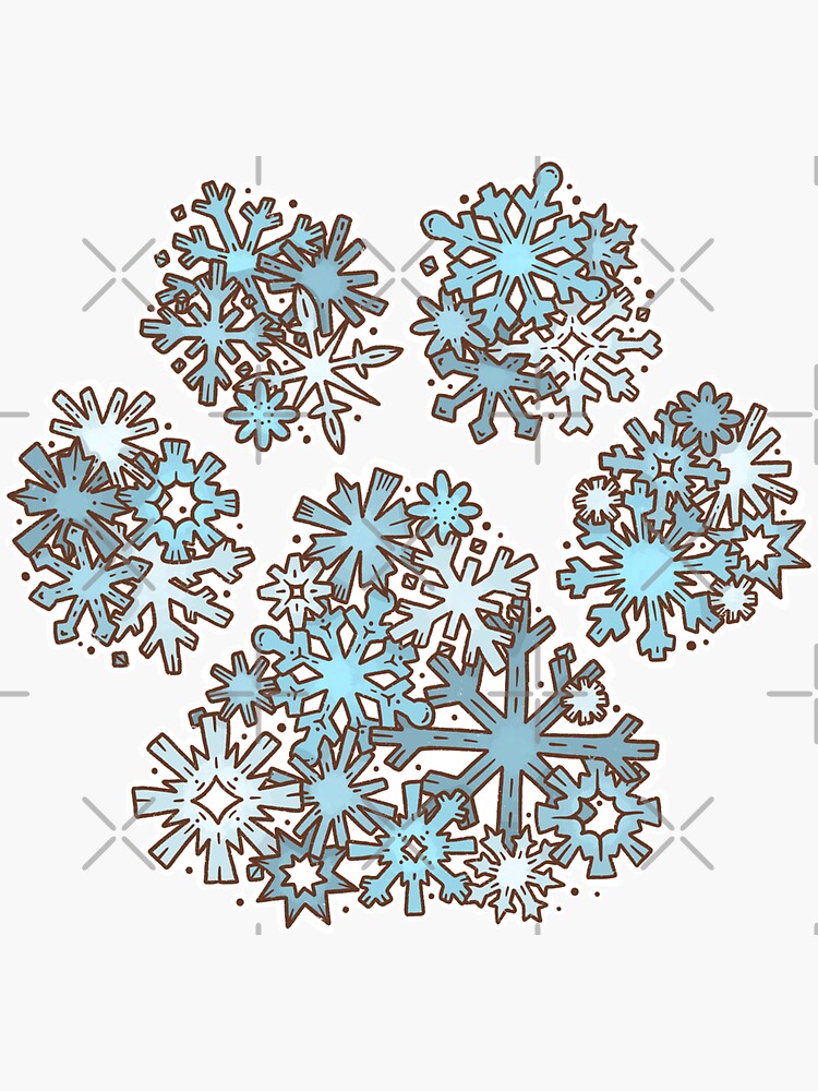 "Winter Snowflake Dog Paw" Sticker by doodella | Redbubble