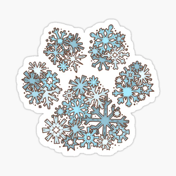 "Winter Snowflake Dog Paw" Sticker by doodella | Redbubble