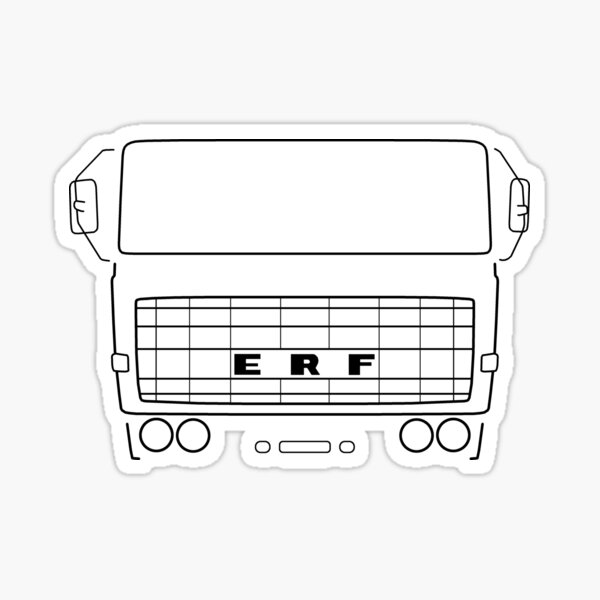 "Vintage 1970s ERF B Series lorry black outline graphic" Sticker by ...