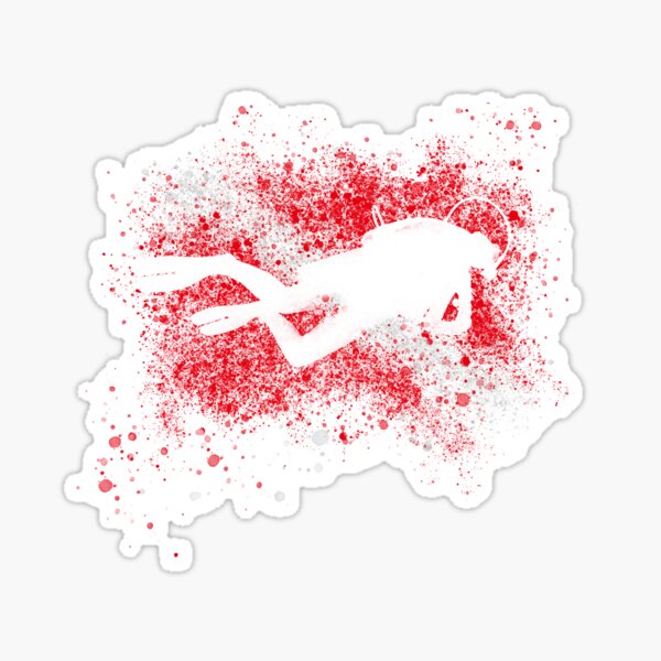 "Scuba Diver silhouette Distressed Dive Flag Sports Diver Tee" Sticker ...