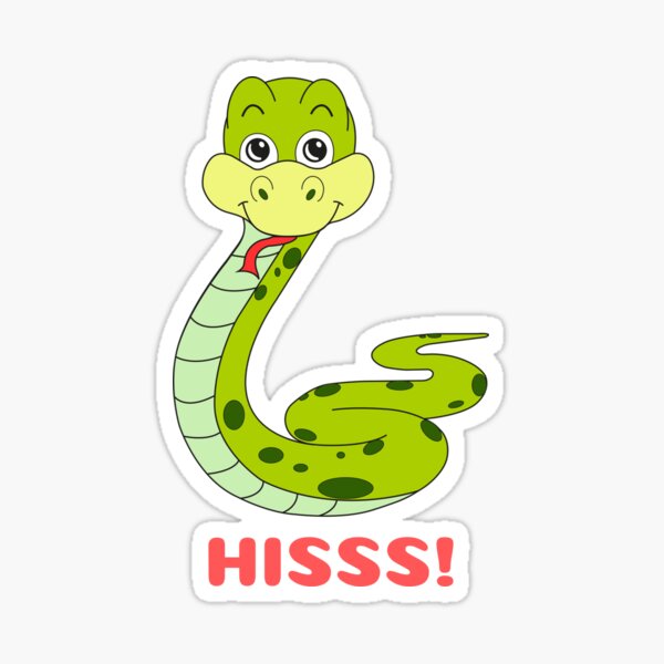 "Cute Cartoon Snake, Orange Blue Hiss Noise" Sticker for Sale by ...