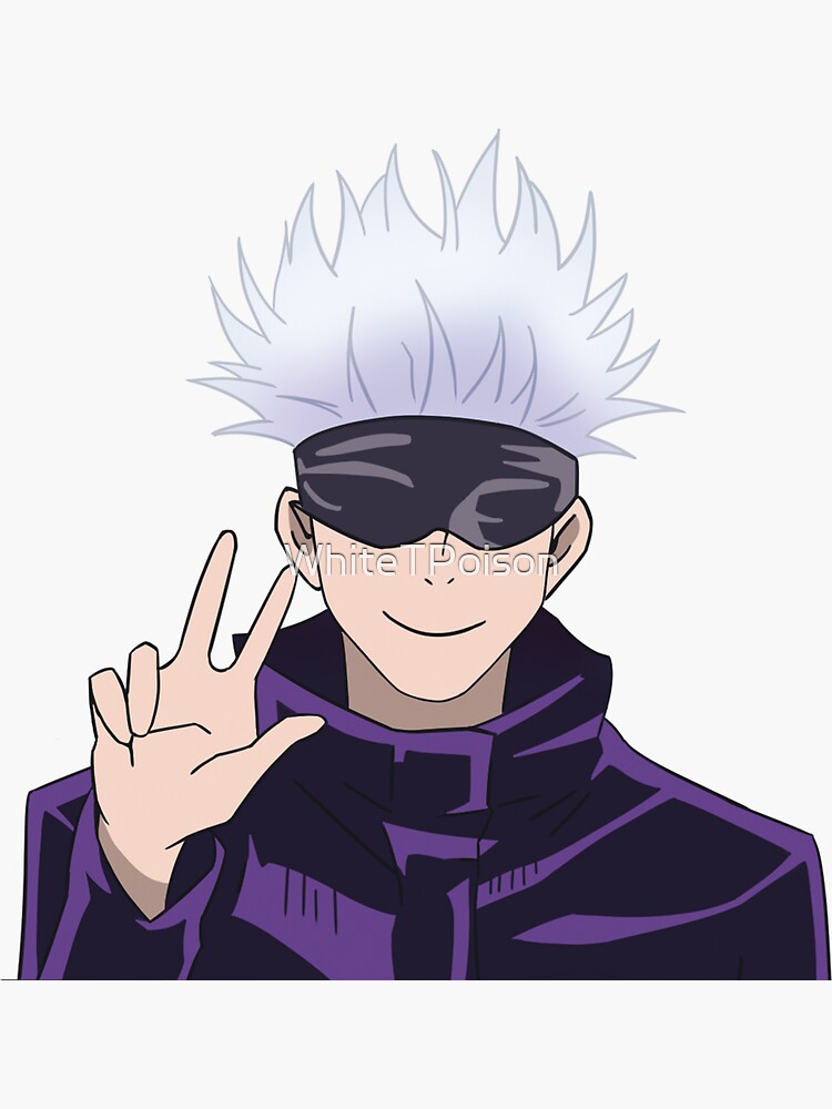 "Gojo peace sign" Sticker for Sale by WhiteTPoison | Redbubble