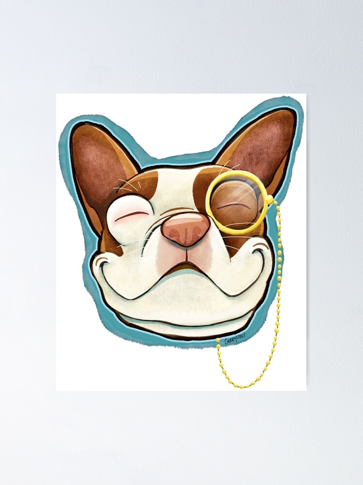 Póster «Monóculo Boston Terrier | Historieta ilustrada del perro» de ...
